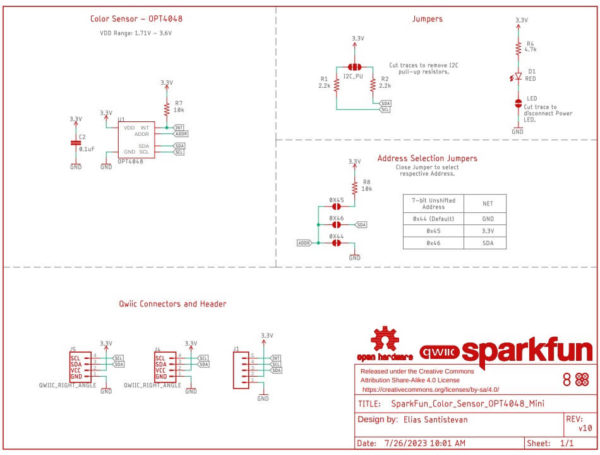 SparkFun Qwiic 迷你三刺激值顏色感測器 – OPT4048DTSR (高精度 XYZ 色彩感測) – 台灣物聯科技 TaiwanIOT
